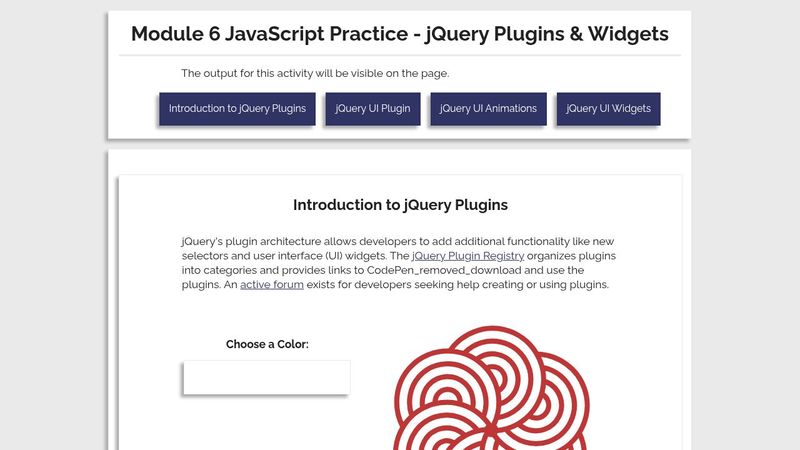 Module 6 Coding Activity - jQuery Plugins & Widgets - STARTER - PLEASE FORK