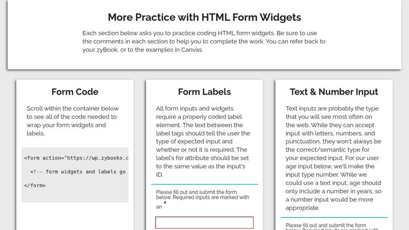 More Practice with HTML Form Widgets - STARTER - PLEASE FORK