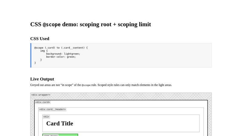 CSS `@scope` demo: scoping root + scoping limit
