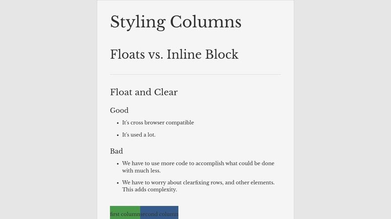 Columns: Float vs. Inline Block