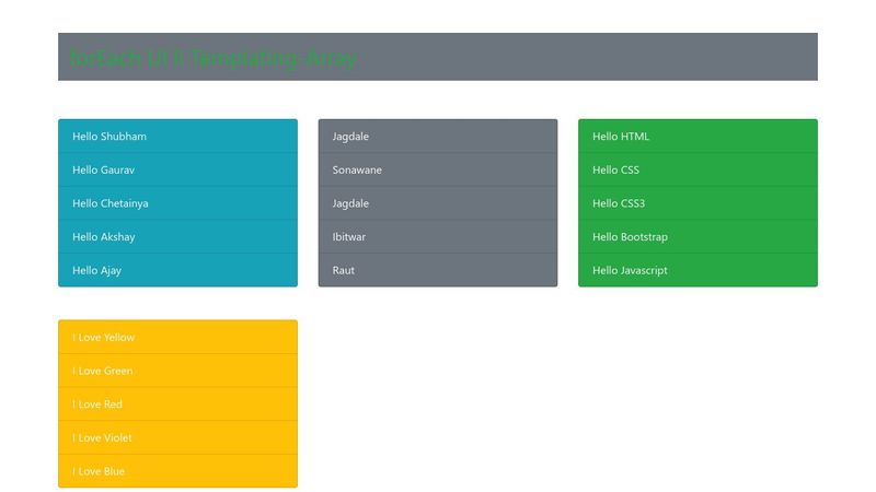 forEach Ul li Templating-Array