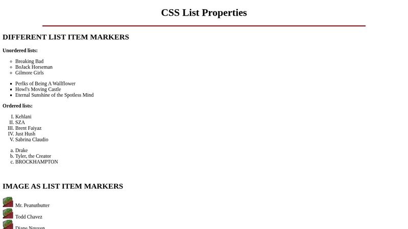 CSS List Properties