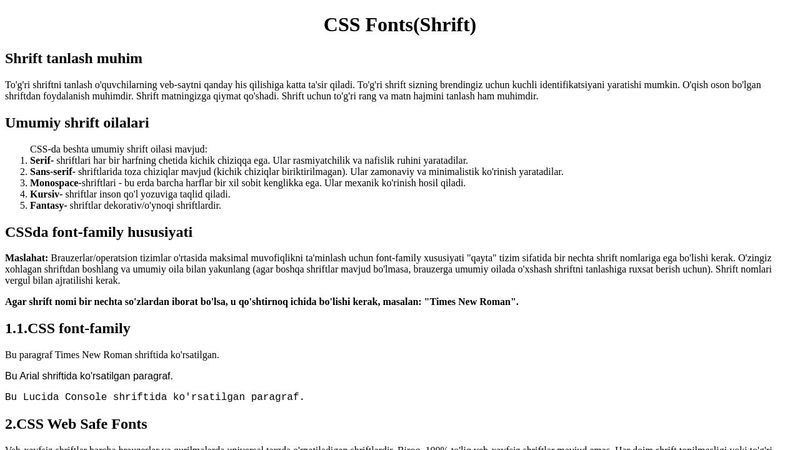 CSS fonts
