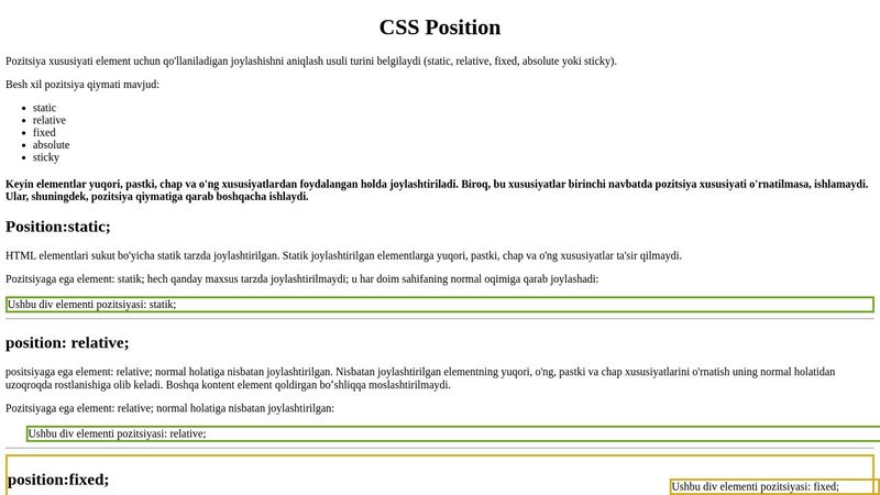 CSS Positions