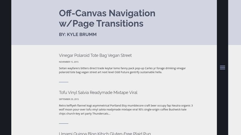 Off-Canvas Navigation w/Page Transitions