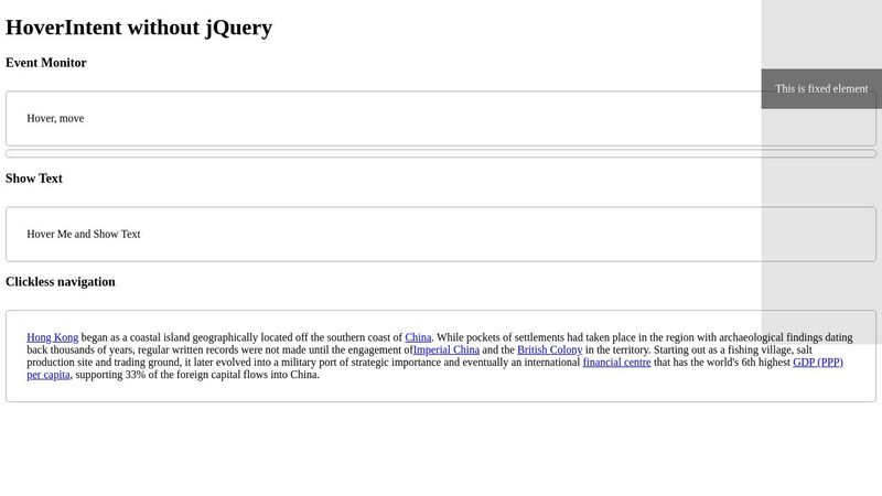 HoverIntent without jQuery