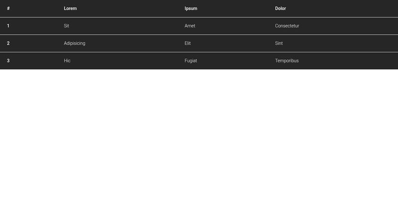 Responsive black bootstrap table