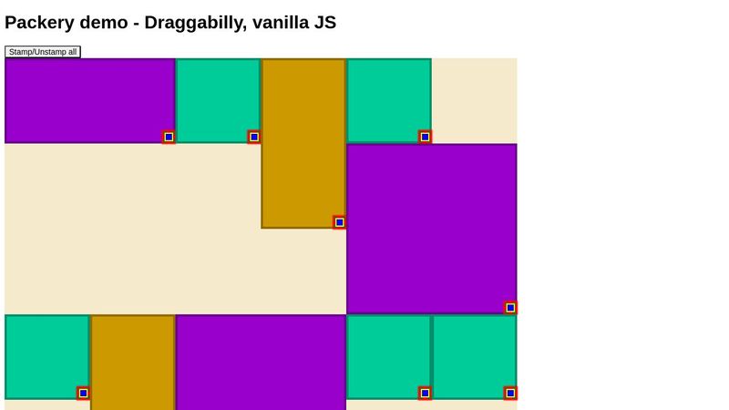 Packery - Draggabilly, vanilla JS