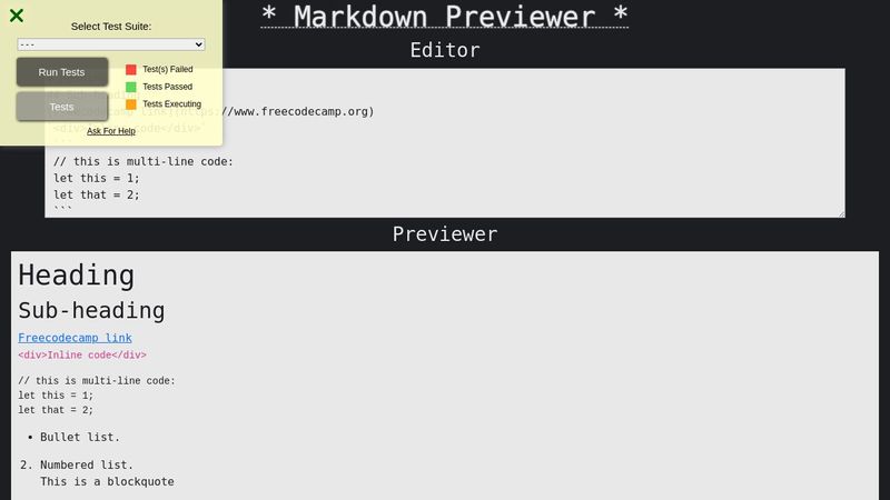 Freecodecamp Project Markdown Previewer 