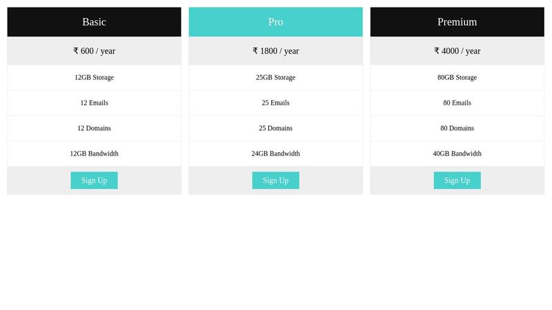 Responsive Price Table