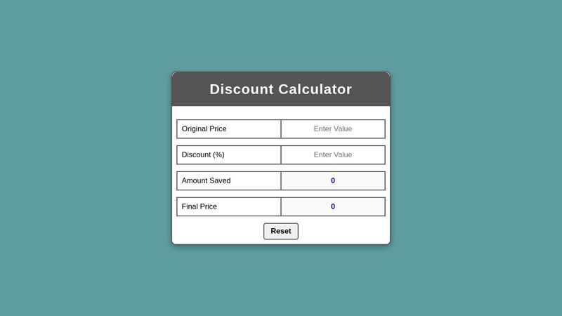 Discount Calculator Using Html Css And Javascript