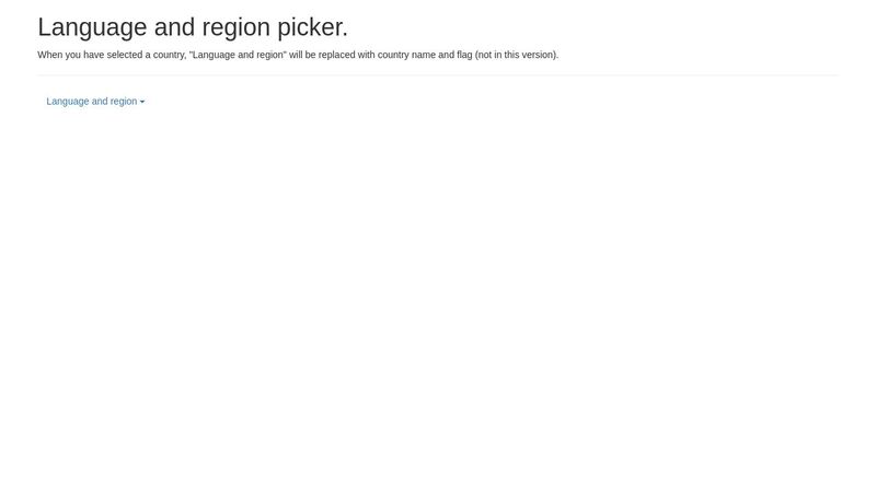 Language and region Dropdown Menu