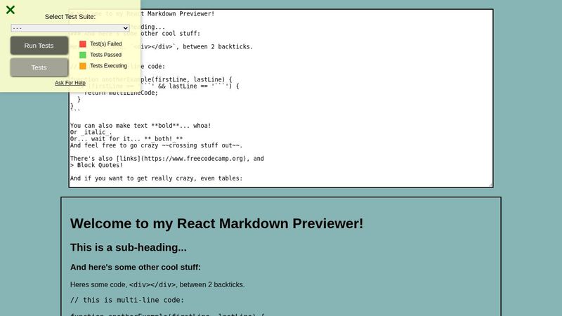 FreeCodeCamp - Markdown Previewer