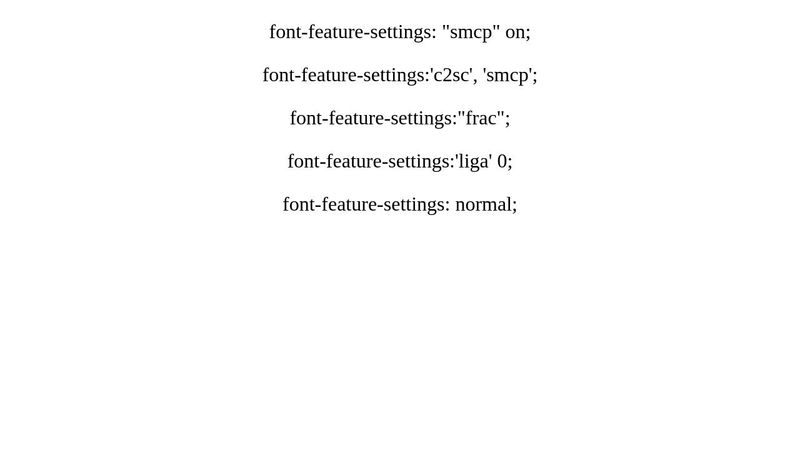 font-feature-settings