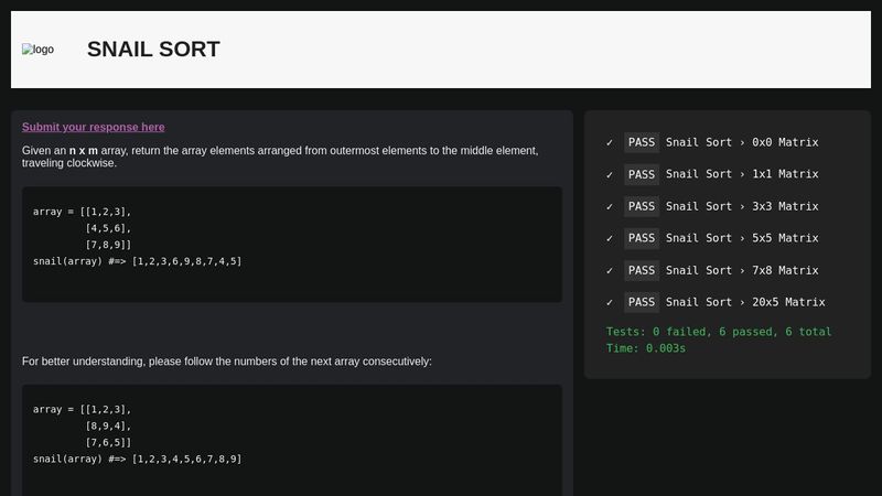 Snail Sort - Brain Gym #2