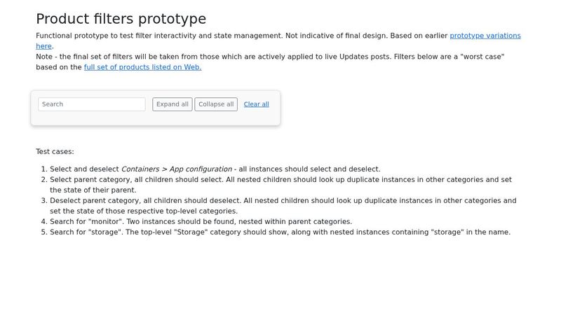 Products category filters - Azure
