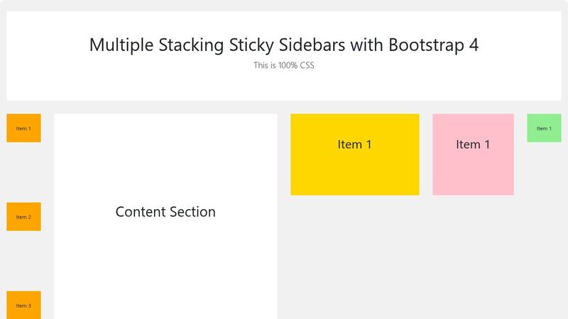 Bootstrap 4 Sticky Sidebars (PURE CSS)