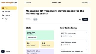 Tailwind CSS Task Manager Dashboard UI
