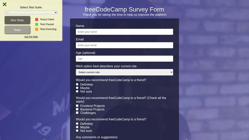 FreeCodeCamp Challenge Survey Form