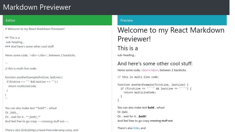 Markdown Previewer | FCC