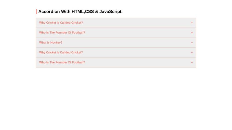 How To Create Animated Accordion Using HTML,CSS And JavaScript.