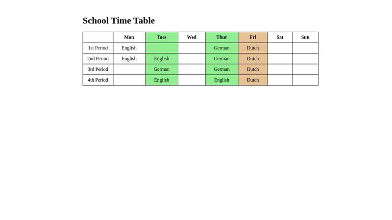 School Time Table