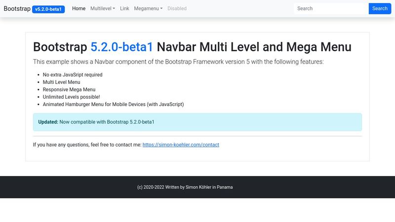 CodePen Home Bootstrap 5.2 Navbar Multi Level and Mega Menu [CSS]