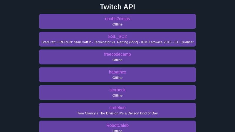 FCC: Twitch API