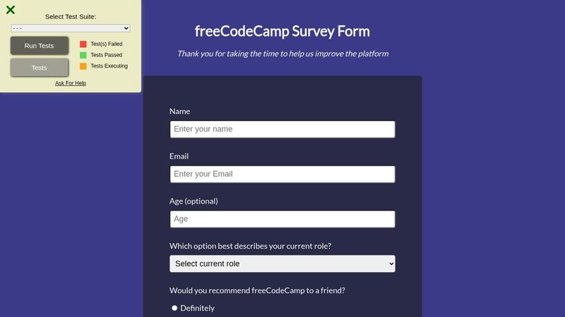 Responsive Web Design Projects - Build a Survey Form