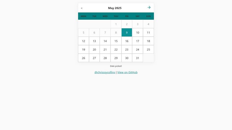 Vanilla Calendar Default Selected Date