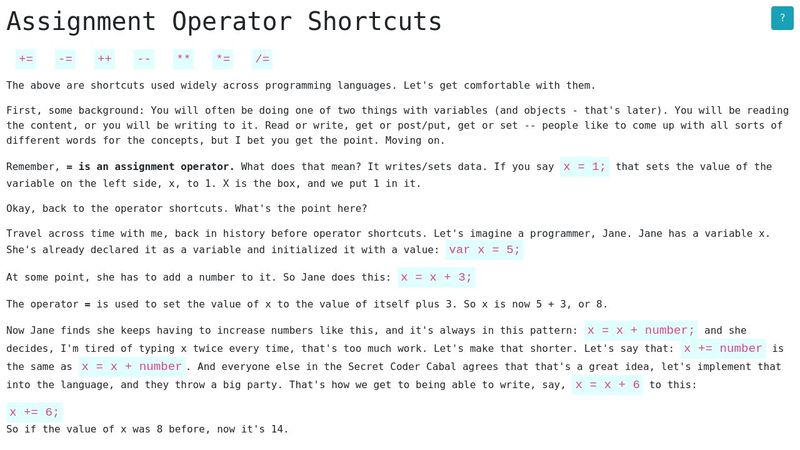 ES5 Demo: Assignment Operator Shortcuts