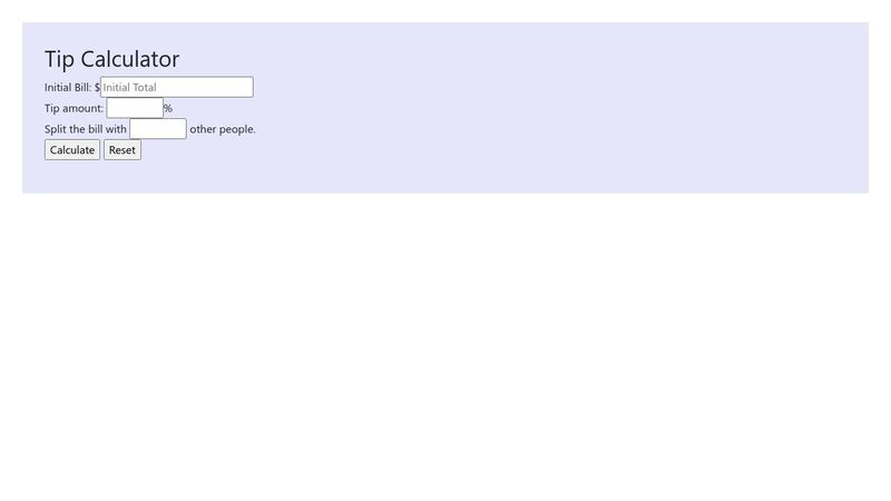 Tip Calculator/Bill Splitter