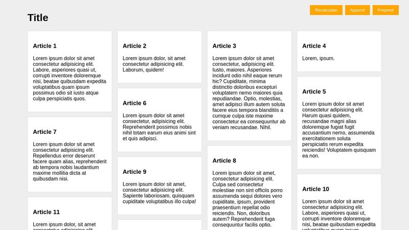 Simple JavaScript Masonry Layout (Packed V2)