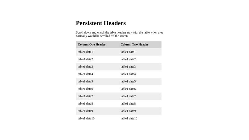 OLD jQuery Technique: Persistent Headers