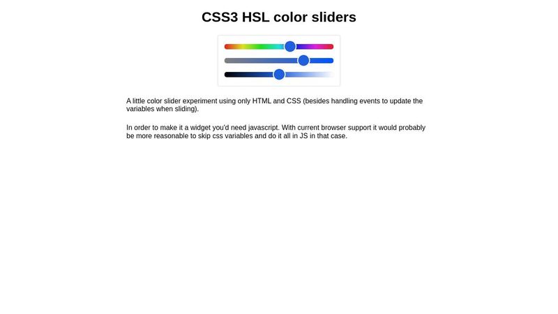 CSS3 HSL color sliders