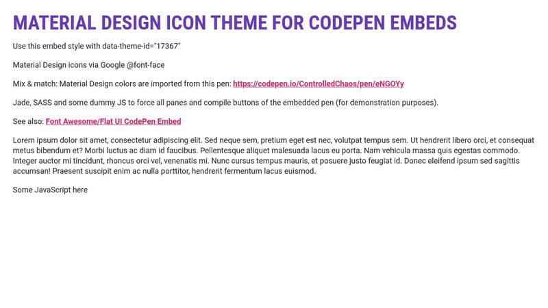 HTML for Material Design Icon CodePen Embed Theme