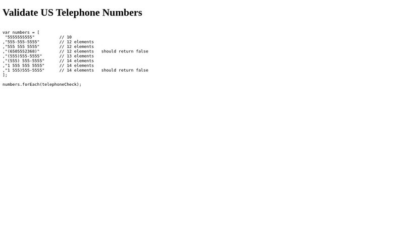 Validate US Telephone Numbers Version 2