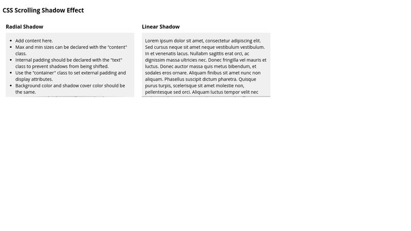 Pure CSS Scrolling Shadow Effect