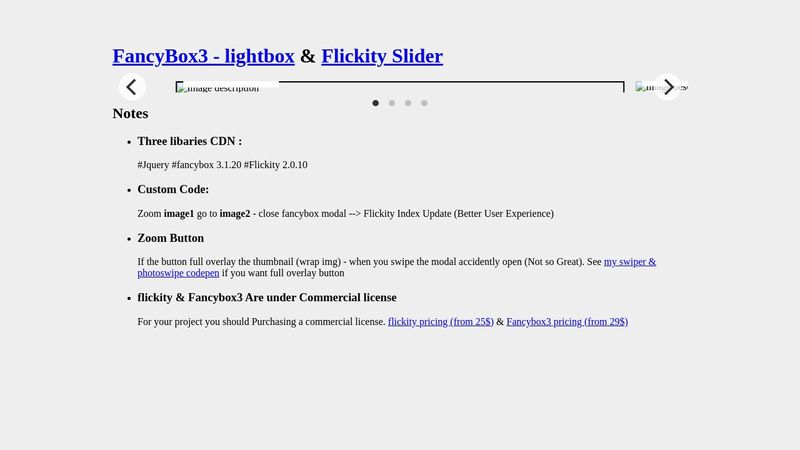 Flickity Js(Slider/Carousel) & Fancybox3 Js(Lightbox Gallery)