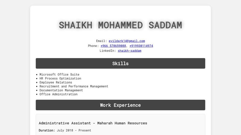 Saddam Resume