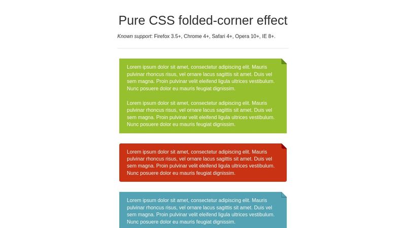Pure CSS folded-corner effect