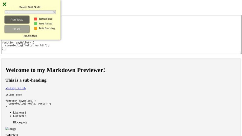 Simple React Markdown Preview