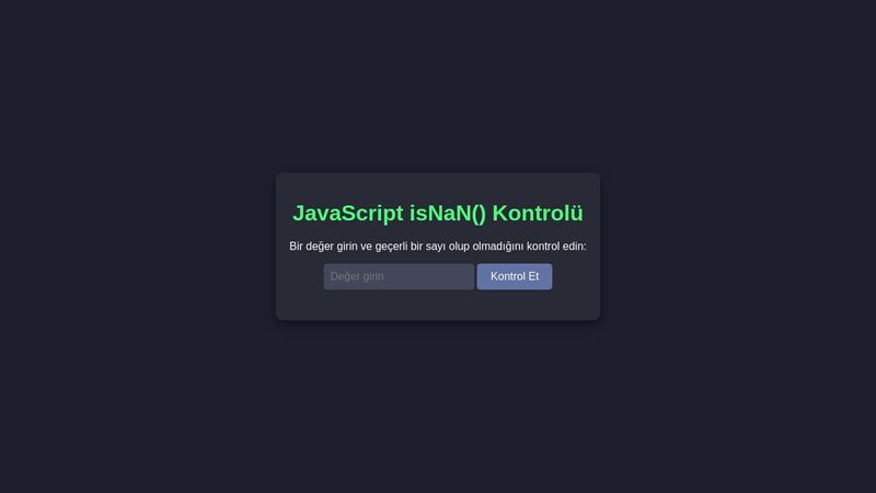 JavaScript isNaN() Örnek