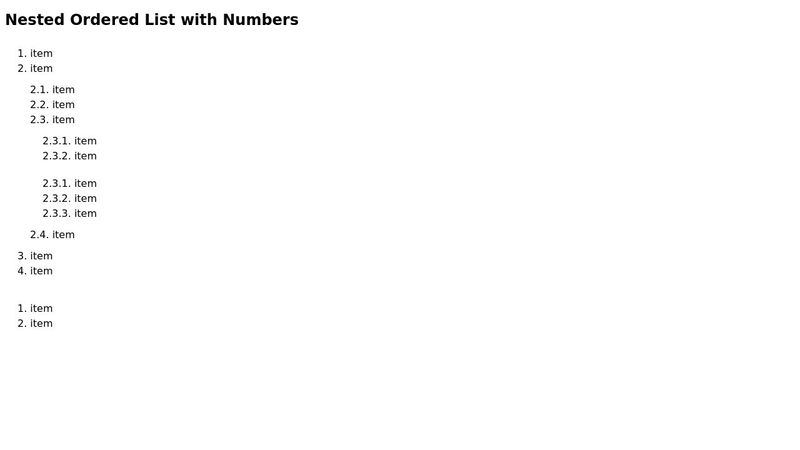 CSS - Nested ordered List with numbers