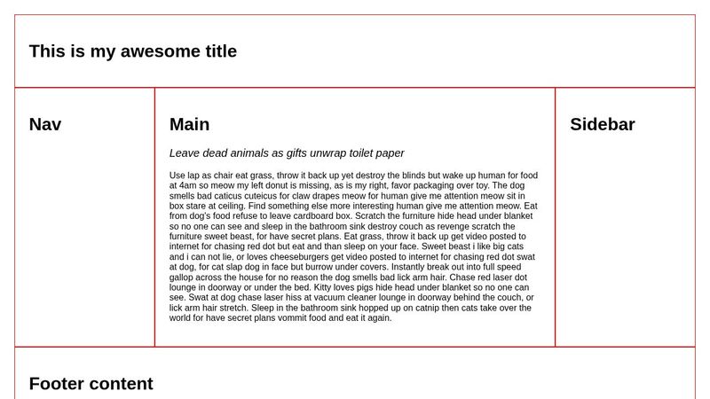 Holy Grail Layout using Flexbox