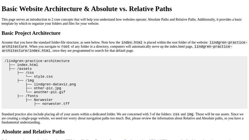Basic Website Architecture & Absolute vs. Relative Paths