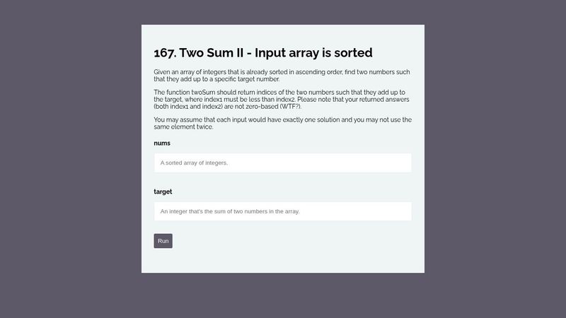 167. Two Sum II - Input array is sorted