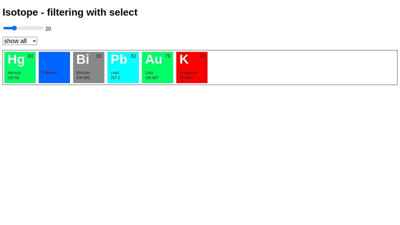 Isotope - filtering with select