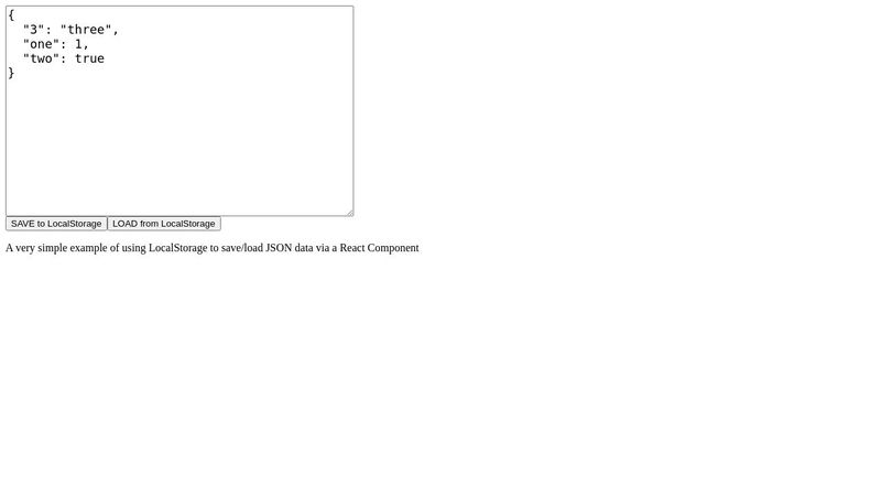 Save JSON to LocalStorage from React