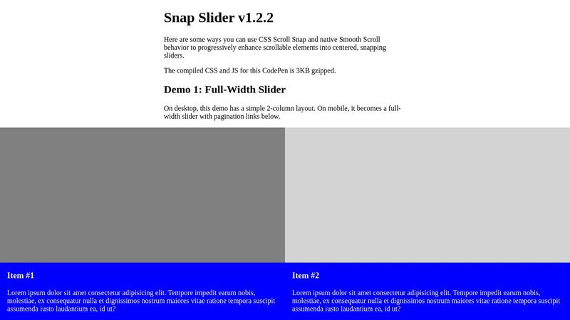 Snap Slider v1.2.2 (uses CSS Scroll Scrap and native Smooth Scroll)
